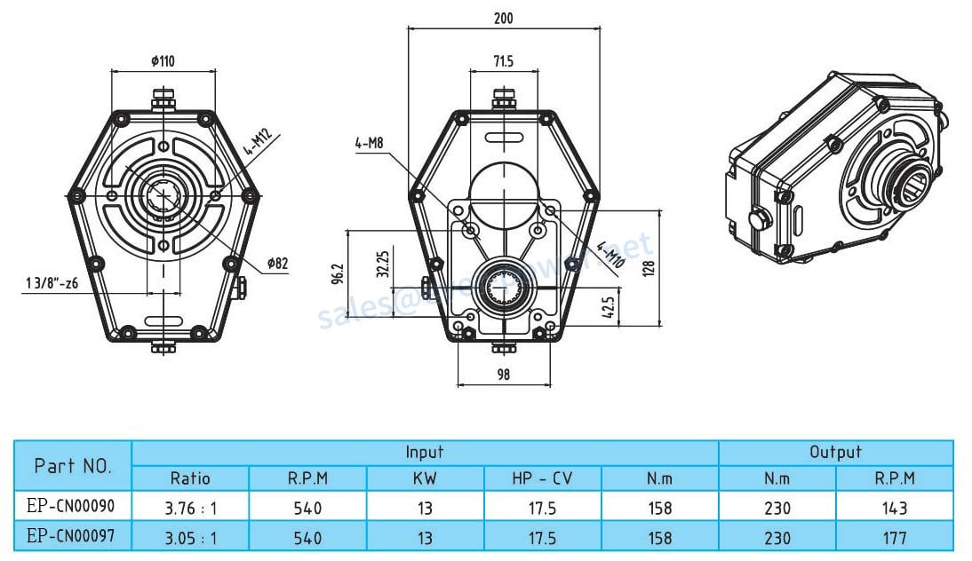 China EP Series Agricultural Gearbox for PTO Shafts Manufacturer ...